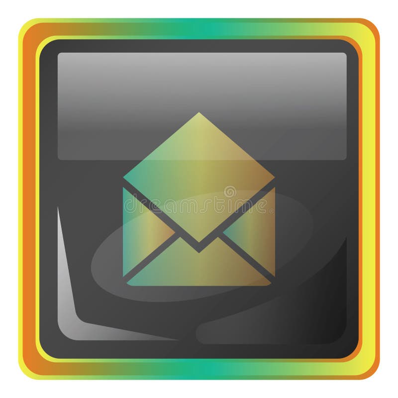 Open Message Grey Square Vector Icon Illustration with Yellow and Green ...