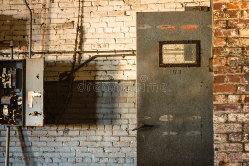 Open Metal Door in Abandoned Factory Stock Photo - Image of blue ...