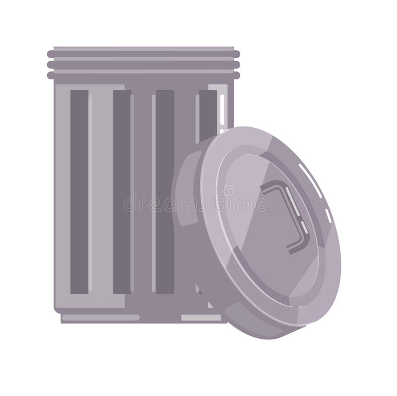 Open Metal Garbage Bin Container with Lid Isolated Stock Vector ...