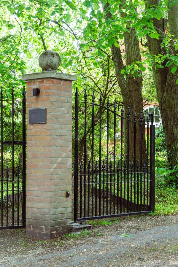 Open Metal gate stock image. Image of road, mount, black - 54099629