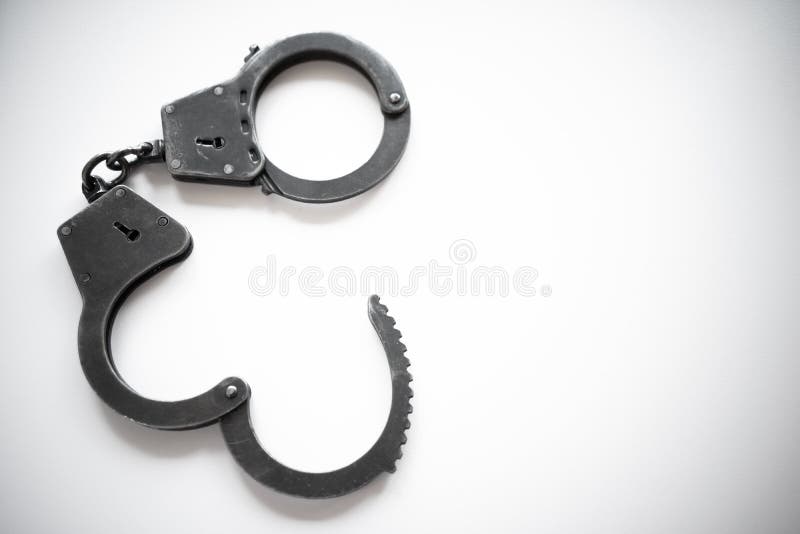 Open Metal Handcuffs on White Isolate. Release from Prison. the End of ...