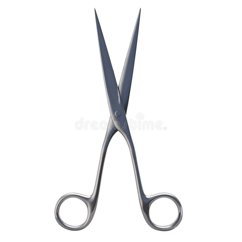 Open Metal Pair of Scissors Stock Illustration - Illustration of silver ...