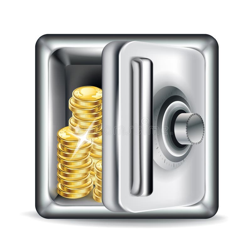 Open Metal Safe with Golden Coins Stock Vector - Illustration of ...