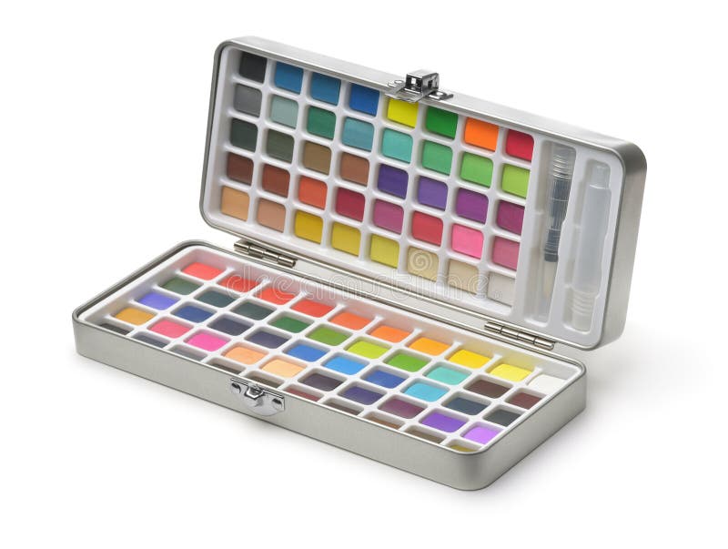 Open Metal Watercolor Paint Box Stock Photo - Image of design, case ...