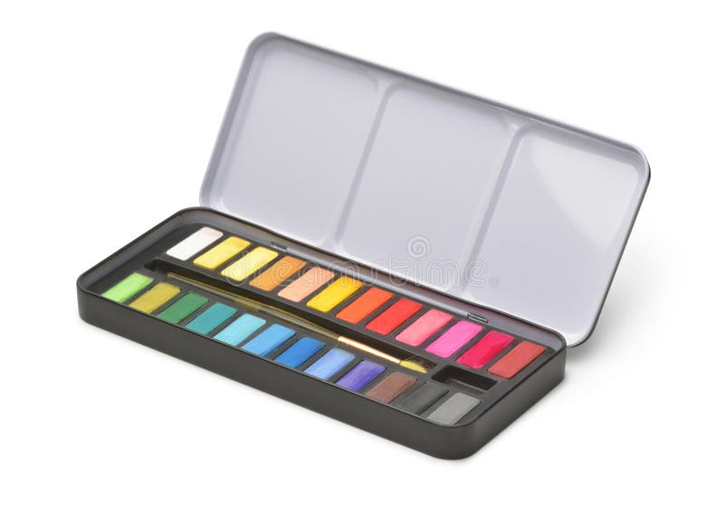 Open Metal Watercolor Paint Box Stock Image - Image of hobby, equipment ...