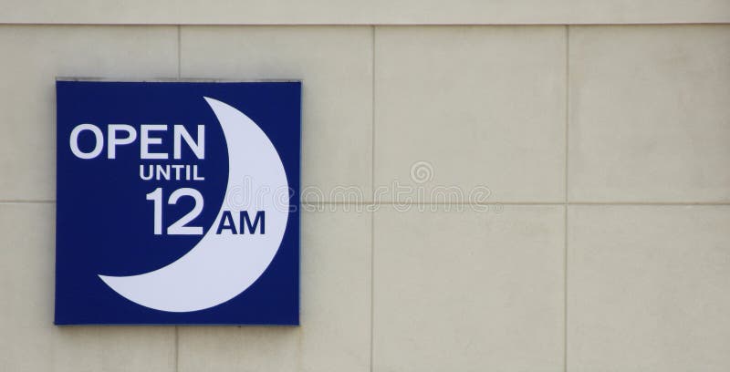 Open until midnight sign stock photo. Image of sign, blue - 41130488