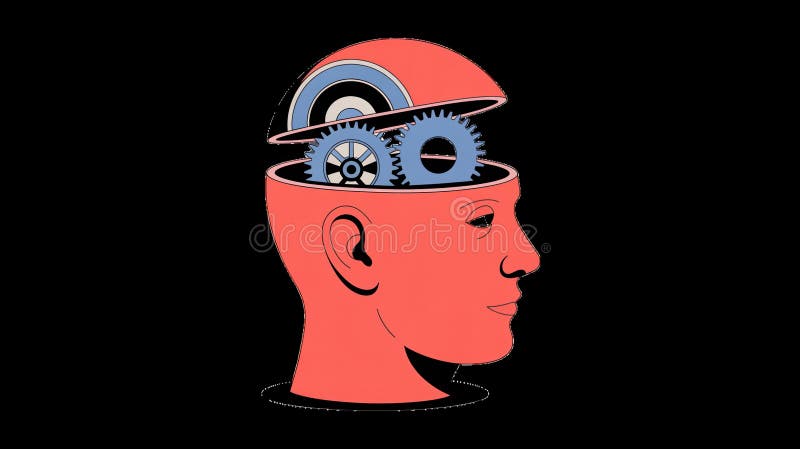 Open Mind with Gears Rotating Showing Thoughts and Ideas on Transparent ...
