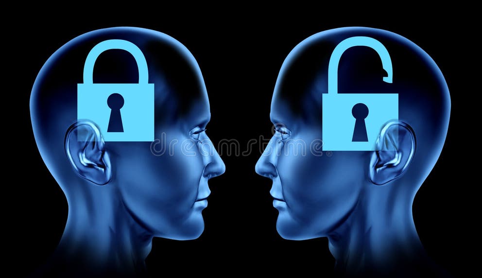 Open Mind Key Locked Un Locked Brain Mind Human he Stock Illustration ...