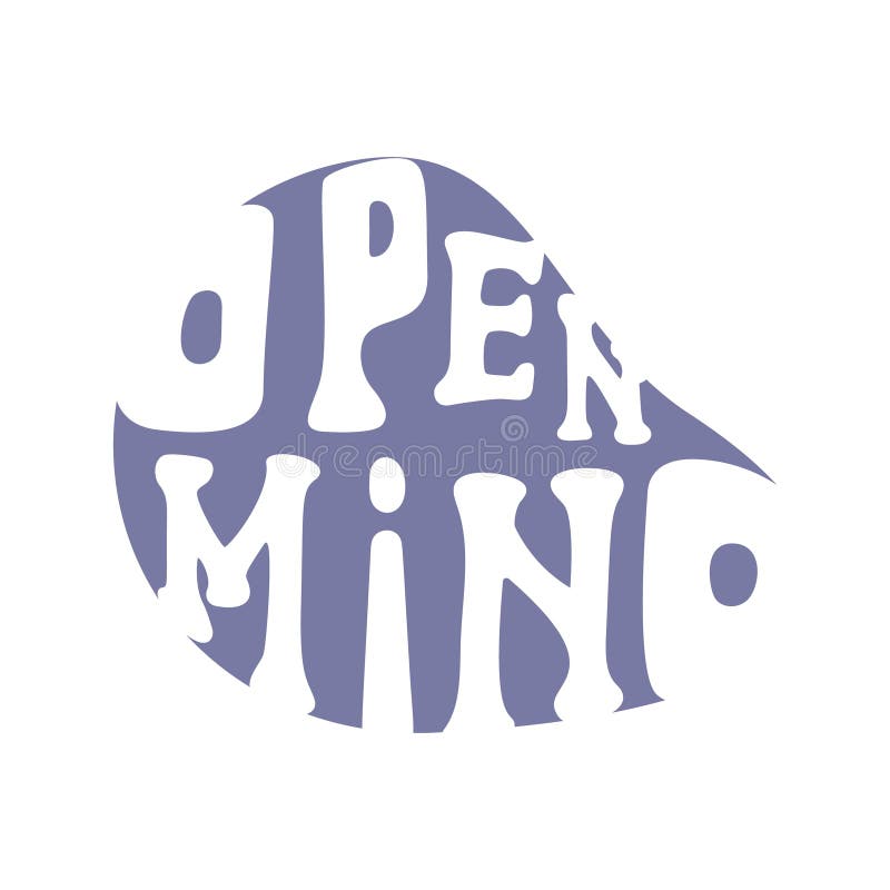 Open Mind Lettering in Groovy Style Violet Color Stock Illustration ...