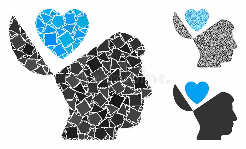 Open Mind Love Heart Mosaic Icon of Irregular Parts Stock Illustration ...