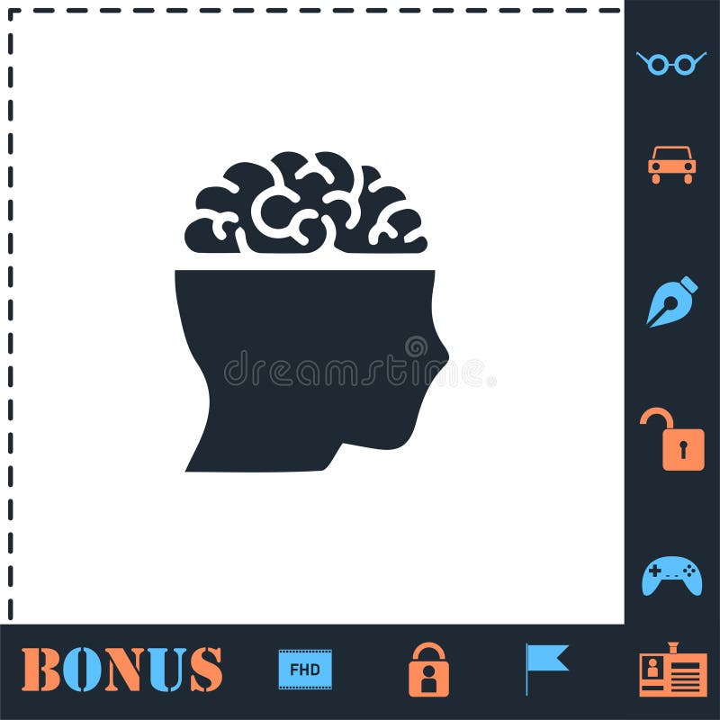 Open mind icon flat stock vector. Illustration of intelligence - 145169139