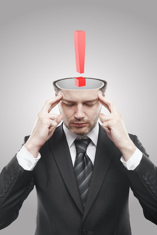 Open Minded Man with 3d Gold Euro Sign Inside Stock Image - Image of ...