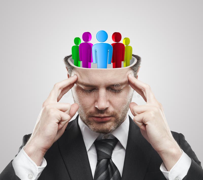 Open Minded Man with Social People Inside Stock Image - Image of ...