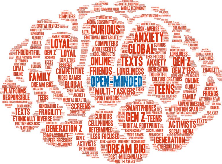 Open-Minded Word Cloud stock vector. Illustration of digital - 150716075