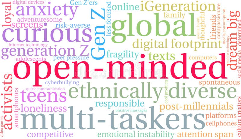 Open-Minded Word Cloud stock vector. Illustration of adolescents ...