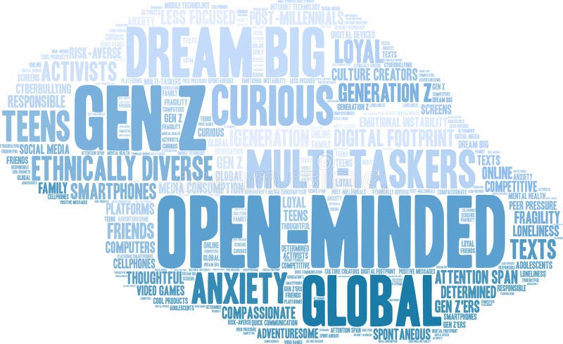 Open-Minded Word Cloud stock vector. Illustration of competitive ...