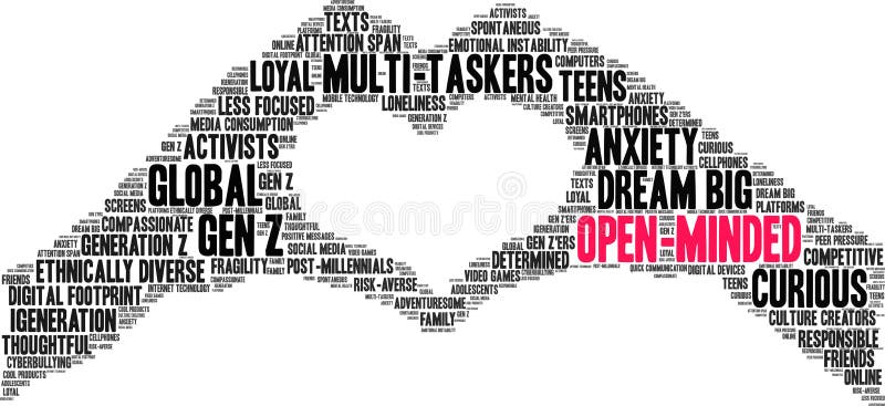 Open-Minded Word Cloud stock vector. Illustration of focused - 150716470