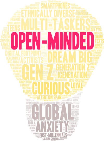 Open-Minded Word Cloud stock vector. Illustration of adolescents ...