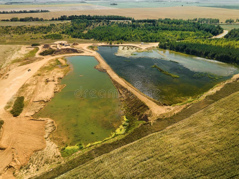 Open Mining of Constructing Sand from Illuminated Quarry Stock Image ...
