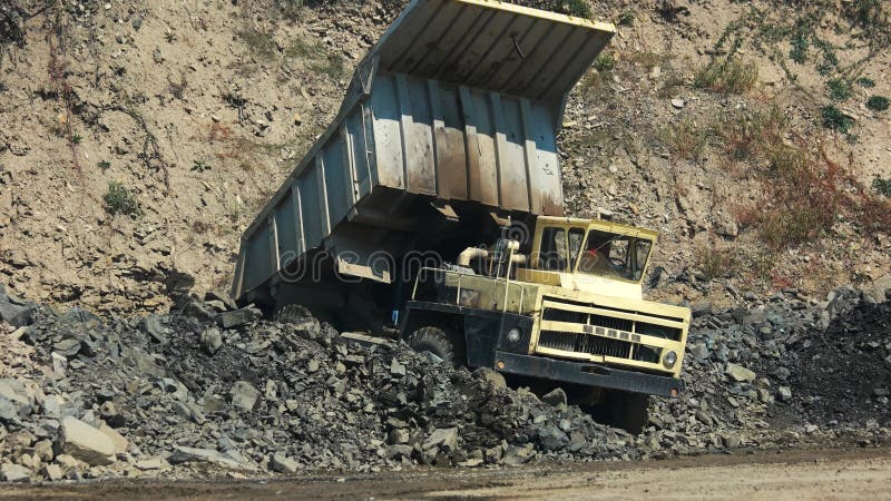 Open Pit Mining of Construction Sand Stone Materials with Excavators ...