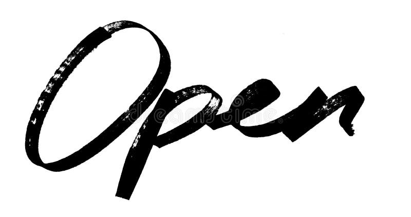 Open - Modern Calligraphy, Hand Drawn Lettering Stock Illustration ...
