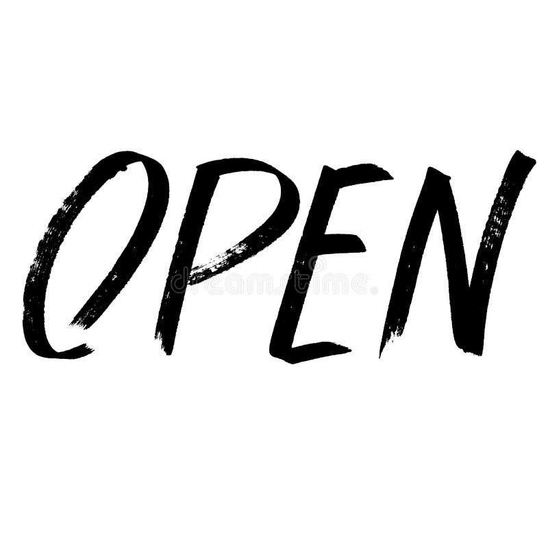 Open - Modern Calligraphy, Hand Drawn Lettering Stock Illustration ...