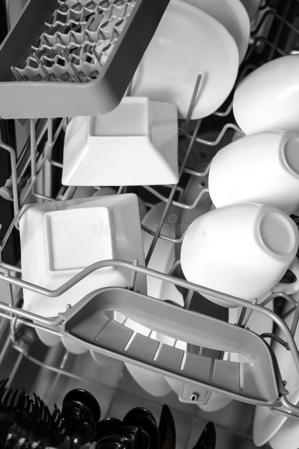 449 Open Modern Dishwasher Clean Tableware Closeup Stock Photos - Free ...