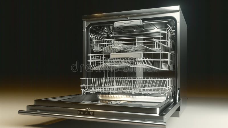An Open Modern Dishwasher Revealing Its Interior Racks and Compartments ...