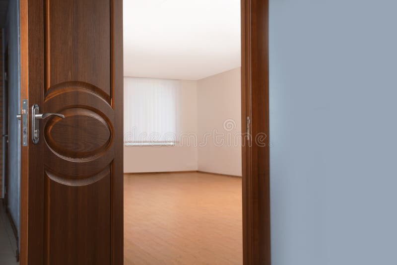 Open Modern Door To Empty Room Stock Photo - Image of background, floor ...