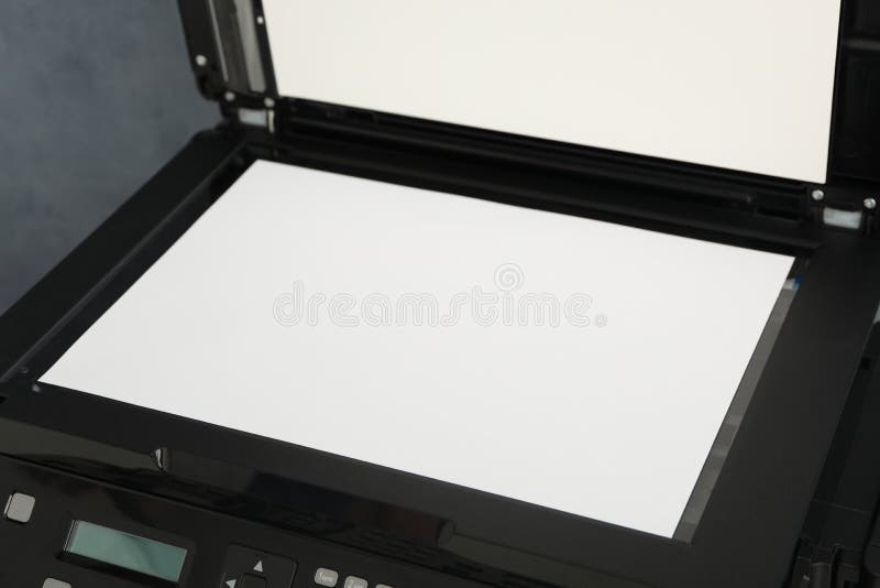 Open Modern Printer with Blank Paper, Closeup View Stock Image - Image ...