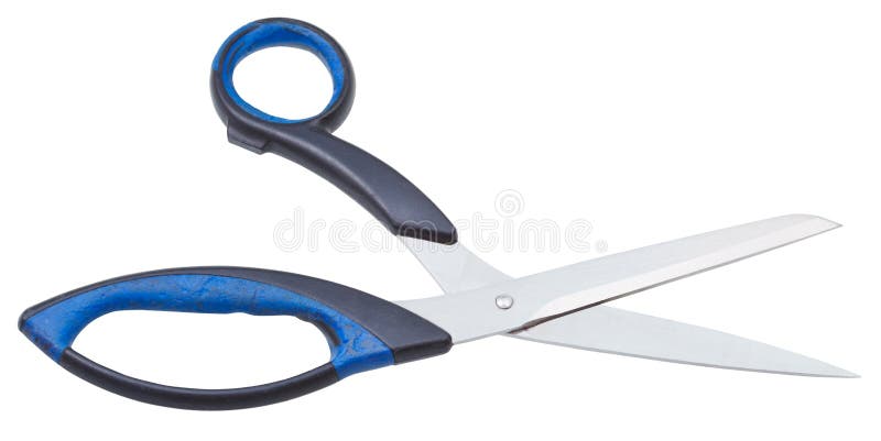 Open Modern Sewing Shears with Black Handles Stock Photo - Image of ...