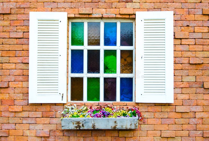 Open Mosaic Window on Brick Wall Stock Image - Image of italy ...