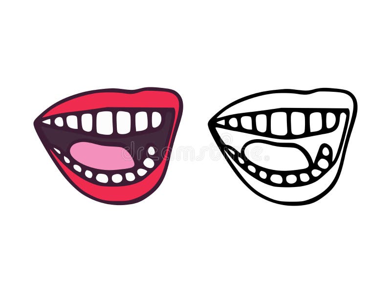 Open Mouth in Cartoon and Outline Style Stock Illustration ...