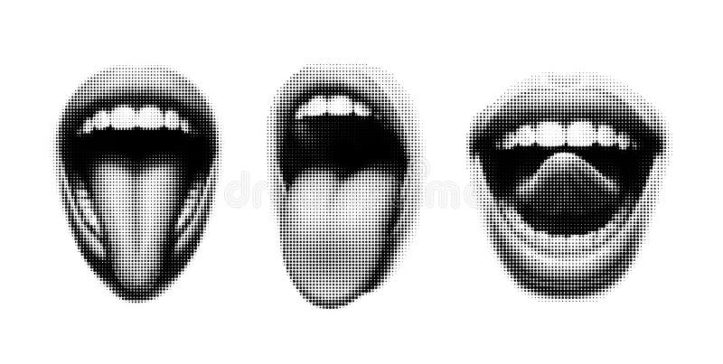 Open Mouth Halftone Illustration. Bold Dotted Design Mouth Emphasizing ...