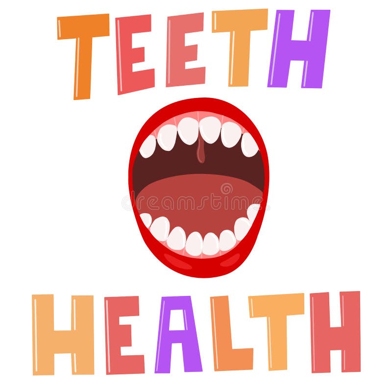 Open Mouth with Inscription Teeth Health Stock Vector - Illustration of ...