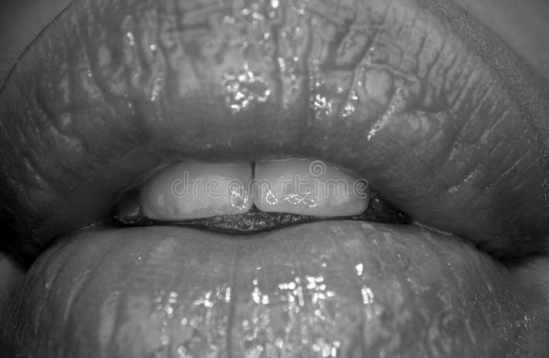 Macro Lips Close Up Woman Mouth Isolated On White Extreme Close Up