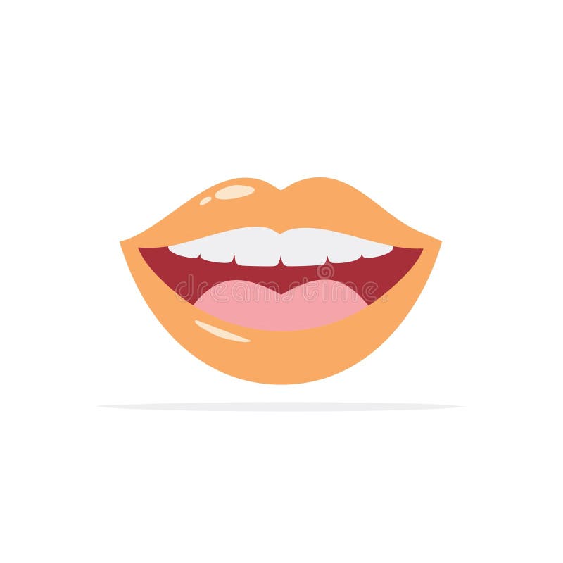 Open Mouth with Peach Lips and Teeth Vector Illustration Cartoon Style ...