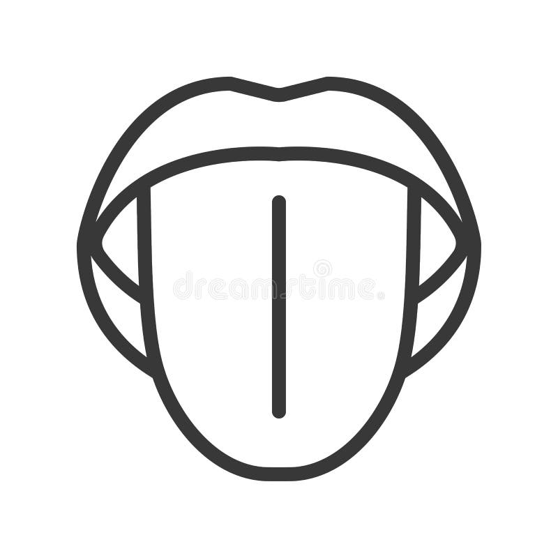 Open Mouth with Tongue, Simple Outline Icon Stock Vector - Illustration ...
