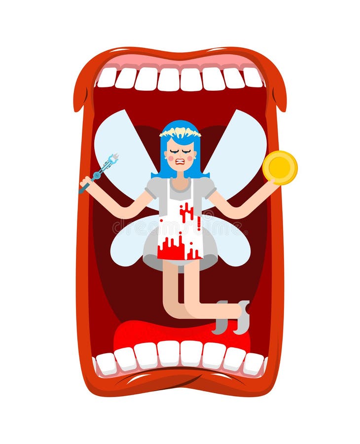 Open Mouth and Tooth Fairy. Coin Exchange for Tooth Stock Vector ...