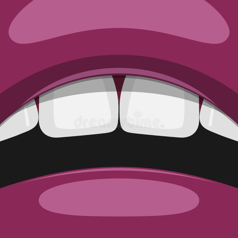 Open Mouth with White Teeth and Purple Lips Stock Vector - Illustration ...