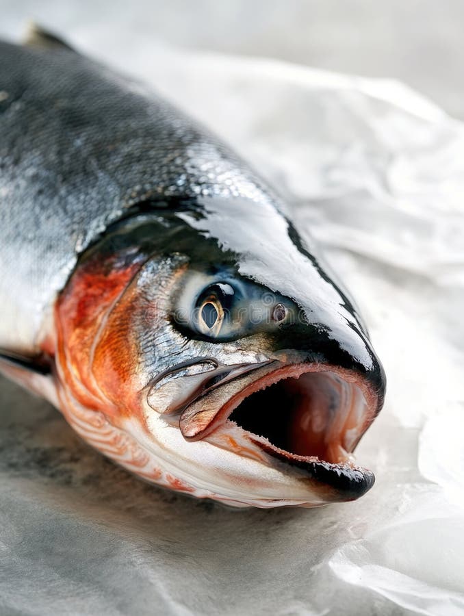 Open-Mouthed Salmon Fish stock photo. Image of humanely - 366249152