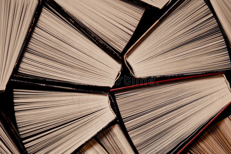Open Multi-colored Old Books Stand on a Bookshelf in the Home Library ...