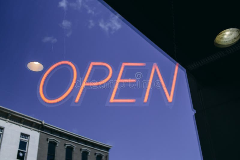 An open neon business sign stock photo. Image of signage - 115324644