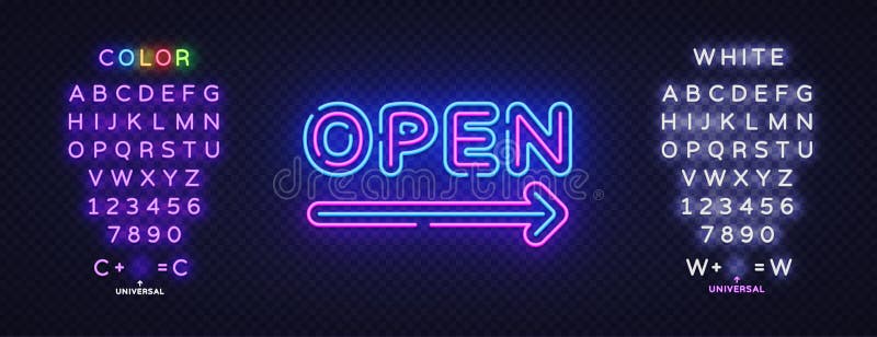 Now Open Neon Text Vector Design Template. Now Open Neon Logo, Light ...