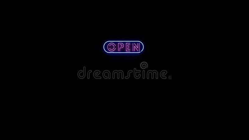 We are Open with Neon Effect on the Dark Background. we are Open Neon ...