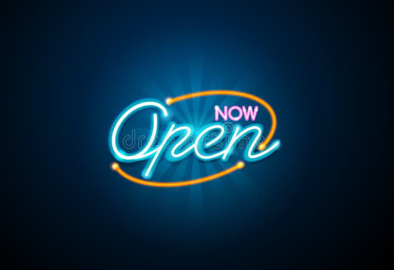 Open neon sign stock vector. Illustration of glowing - 108464025