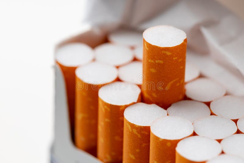 Open New Pack of Cigarettes Close Up Stock Image - Image of yellow ...