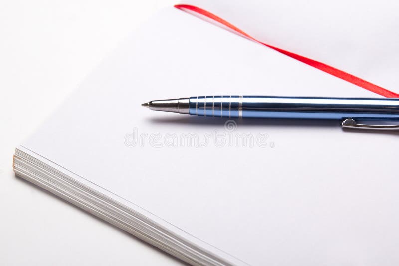 Open Note Book with Copy Space on Pages with Pen Stock Image - Image of ...