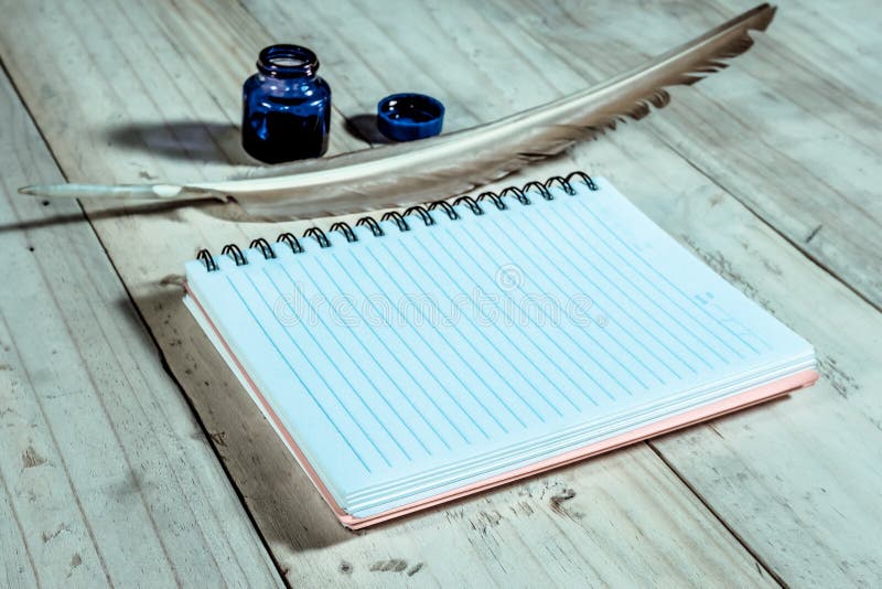 Open Note Book with Feather Pen,filter Effect Stock Photo - Image of ...