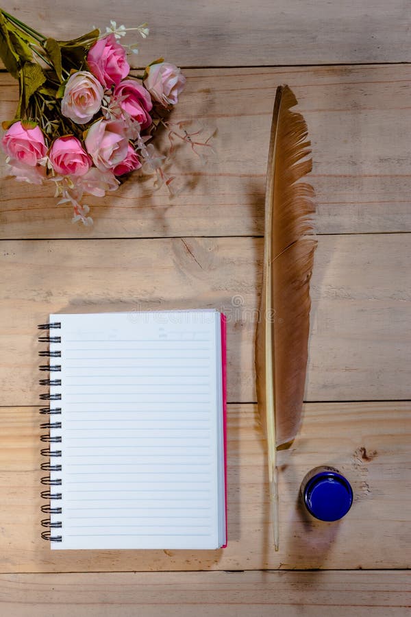 Open Note Book with Feather Pen,filter Effect Stock Photo - Image of ...